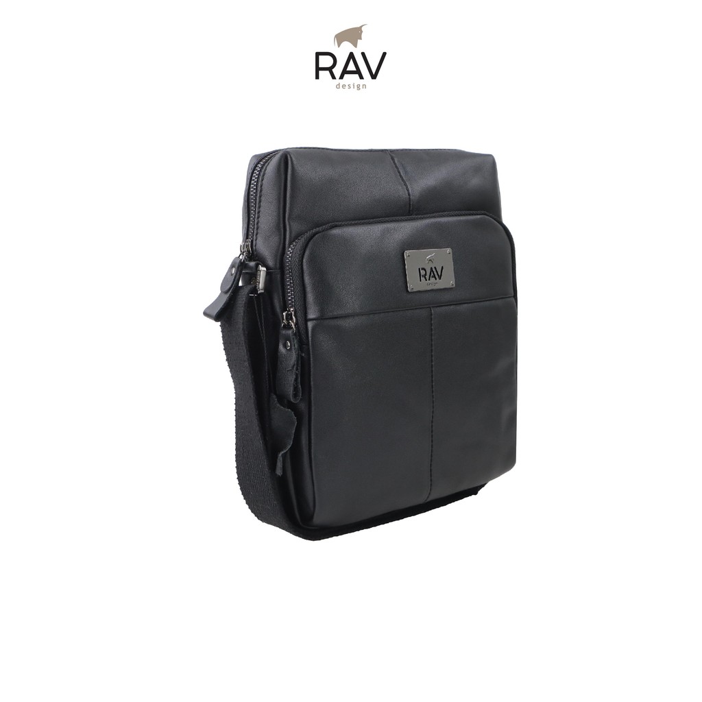 RAV DESIGN Men's Sling Bag / Genuine Leather / Black / RVC541G1 ...