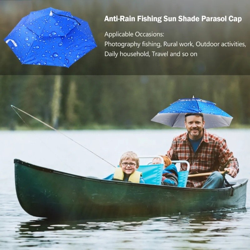 Foldable Head Umbrella Cap Fishing Beach Camping Outdoor Anti UV ...