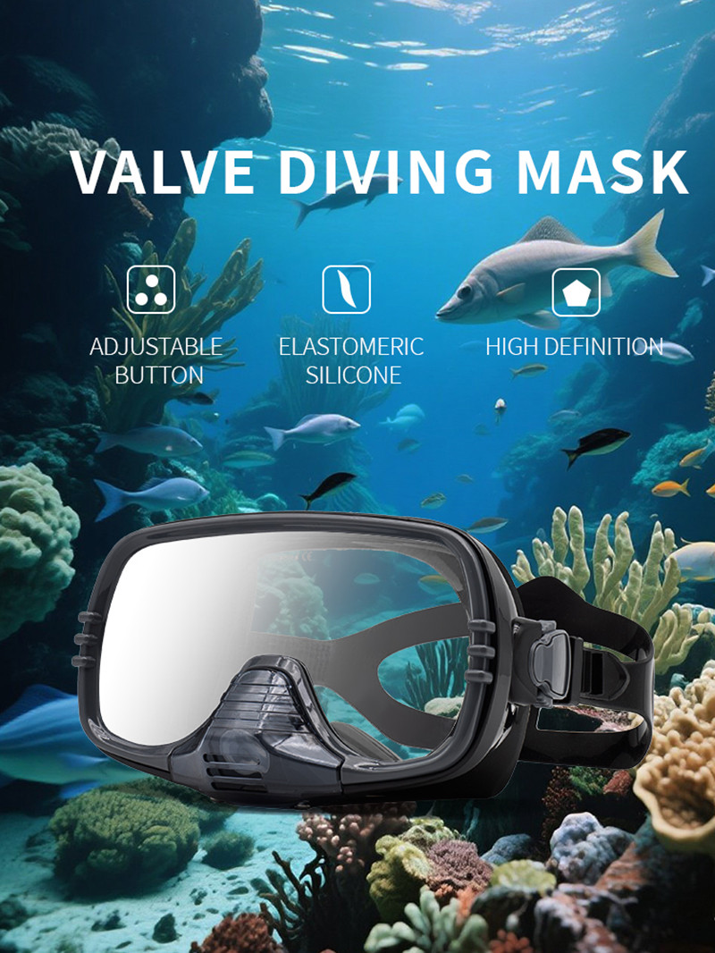 Large Frame Diving Mask with Drain Valve | HD Tempered Glass Lens ...