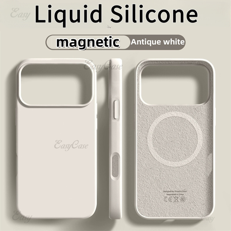 【with logo】Magnetic Hidden Luxury Liquid Silicone Phone Case for iPhone ...