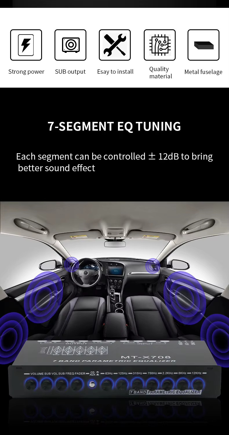 Car equalizer 7-band equalizer car audio equalizer tuning, crossover ...