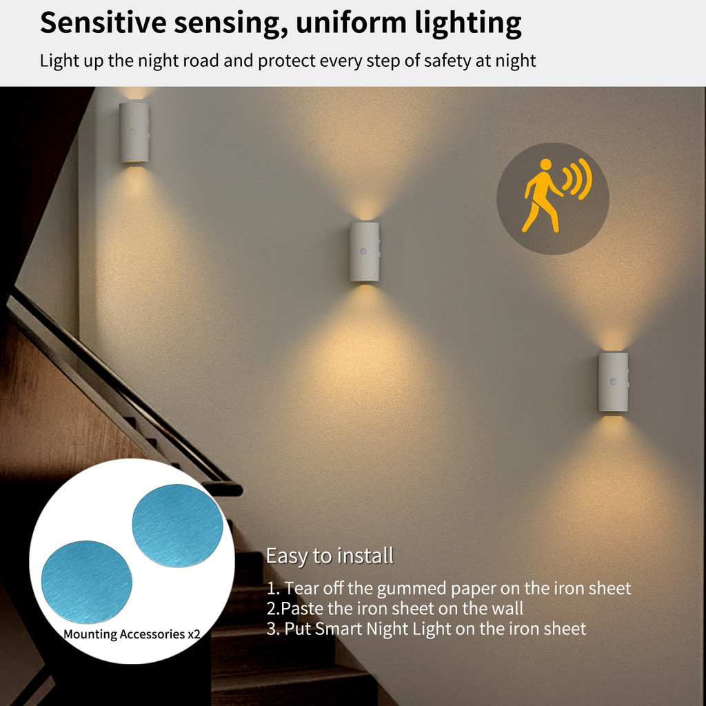 YEEH_ RGB Lampu Sensor Automatik TanpaWayar, Smart sensor night light ...