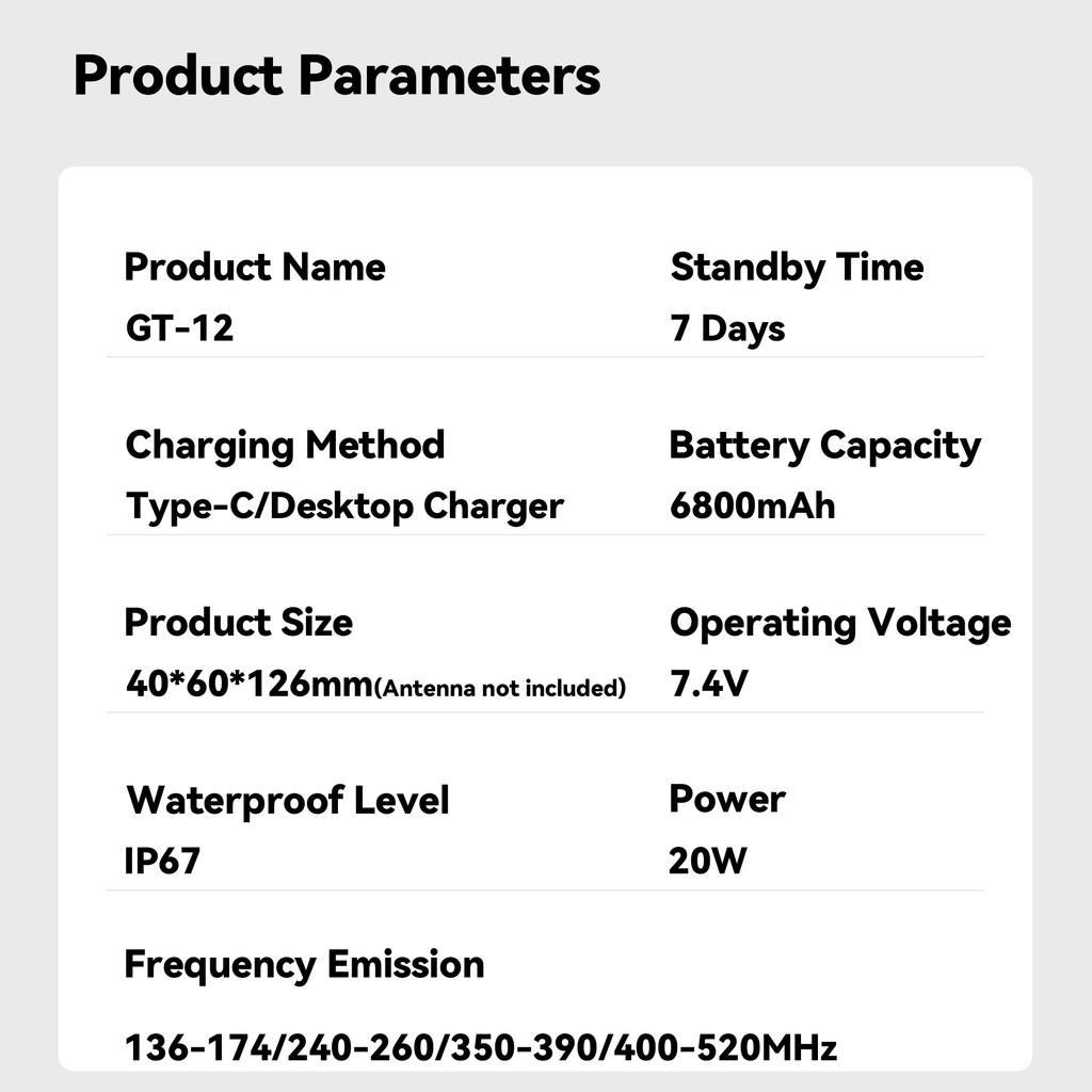 Motorola Walkie Talkie GT-12 Long Range 50KM 20W 6800mAh IP67 ...