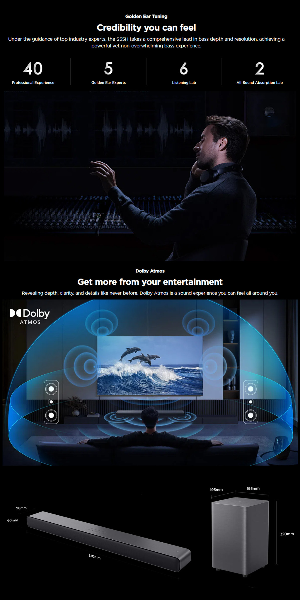 TCL S55H S Series Dolby Atmos Soundbar Cinema Sound Bar 2.1CH Pro Super ...