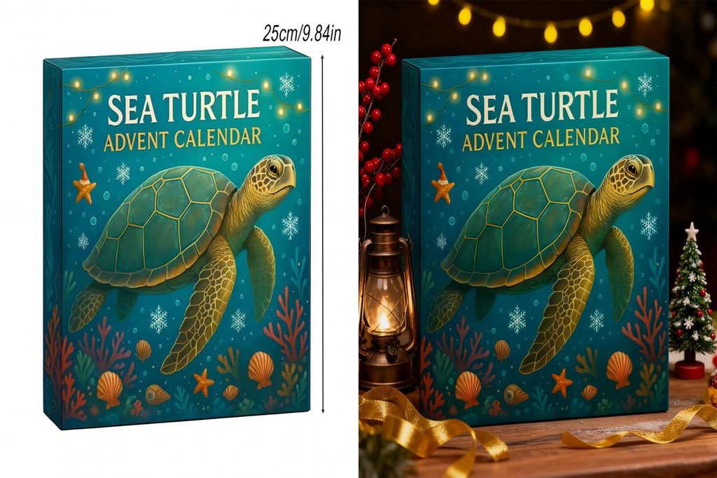poetil Festive Sea Turtle Decor Ocean-themed Advent Calendar Sea Turtle ...