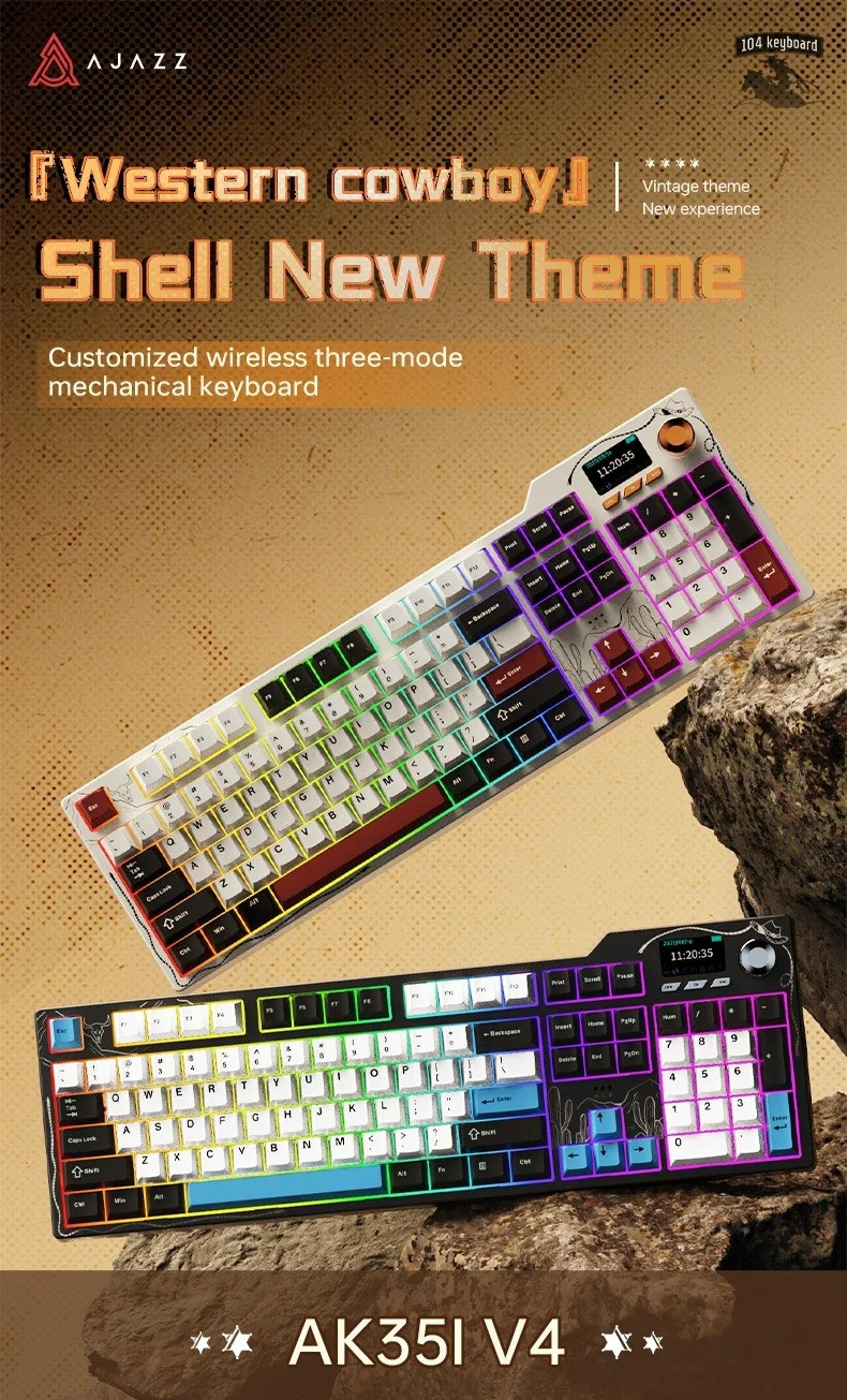 AJAZZ AK35I V4 Wireless Tri-mode Mechanical Keyboard with Screen ...