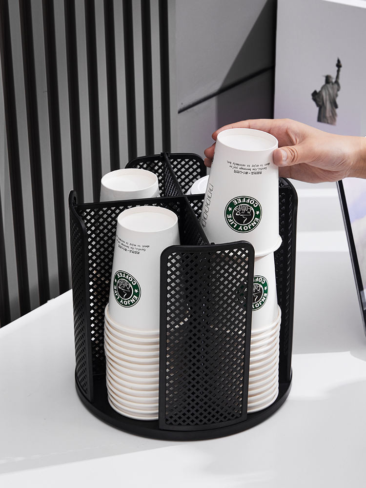 HOT!! Paper Cup Storage Rack Desktop Rotary Plastic Cup Collector ...