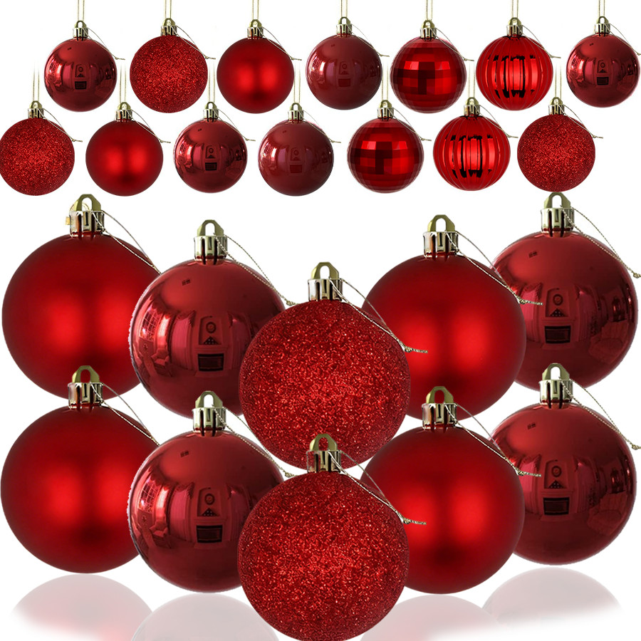 6-24pcs Christmas Balls Christmas Tree Ornaments Ball Xmas Hanging Tree ...