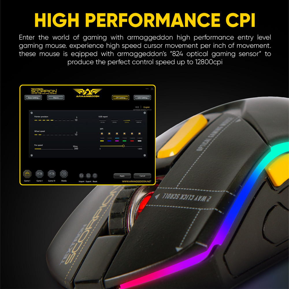 Armaggeddon Scorpion 7 Wired 12800 CPI RGB Gaming Mouse | 5 Button ...