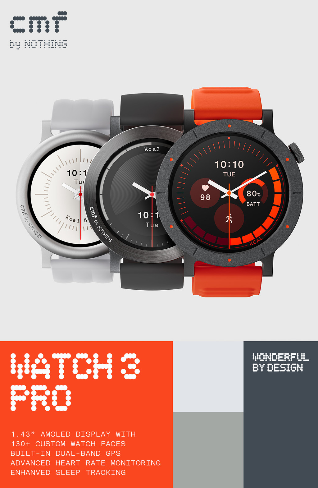 [ New ] CMF Watch Pro 3 1.43"AMOLED Dual-Band GPS Bluetooth Call Blood ...