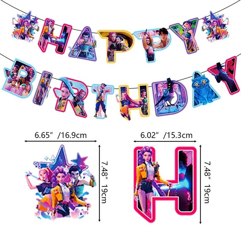 Kpop Demon Hunter Birthday Party Decoration Huntrix Banner Saja Boys ...