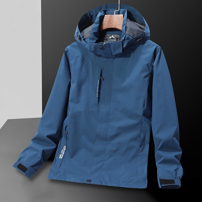 Men's Waterproof Hiking Jacket Breathable Windbreaker with Hood, Zipper ...