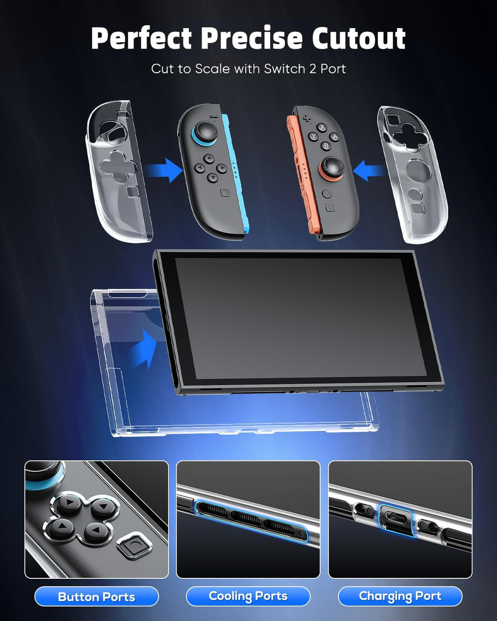 Transparent Protective Case for Nintendo OLED Joycon Controller Split ...