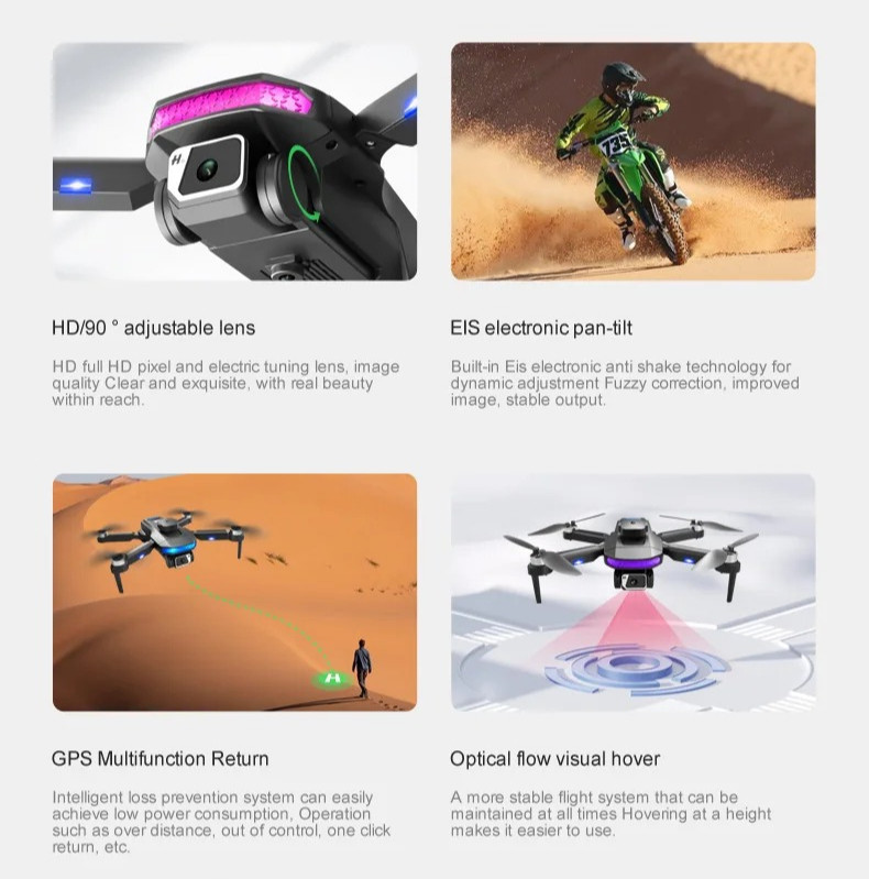 D8 PRO Drone GPS 4K Dual Camera FPV Aerial Photography Brushless ...