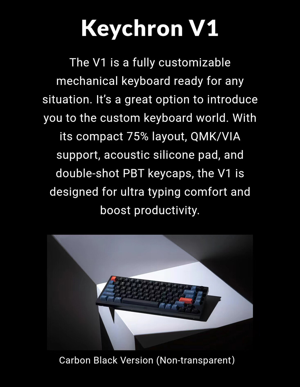 Keychron V1 Mechanical Keyboard | 75% Layout | Gasket | RGB + Hot-Swap ...