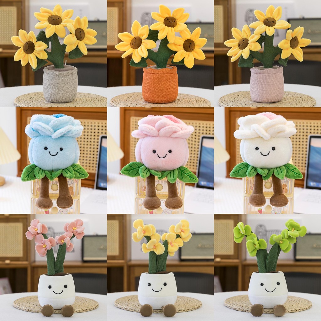 Sunflower Orchid Lotus Flower Plush Doll With Soft Filling For Party ...