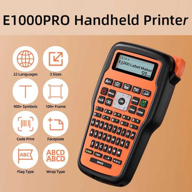 Industrial Label E1000 PRO Portable Handheld Heat Shr Tube Printer compatible Brother HSE-231 ...