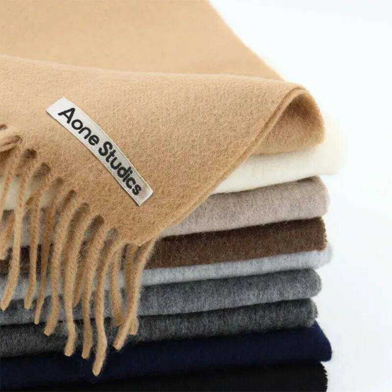 Solid Color Plain 100% Wool Scarf For Women Man Winter m Neck Scarves ...