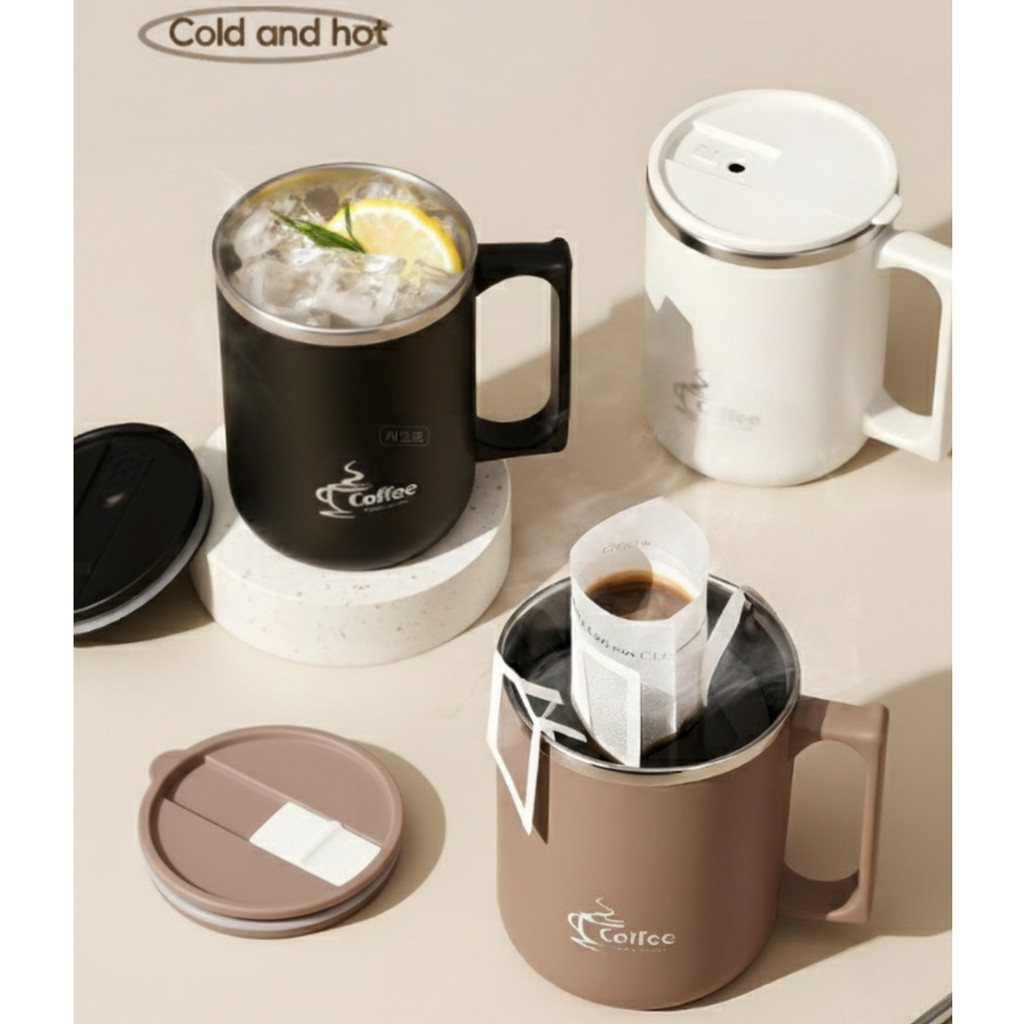 TDLV 480ML 304 Stainless Steel Insulated Coffee Mug with Lid & Straw ...