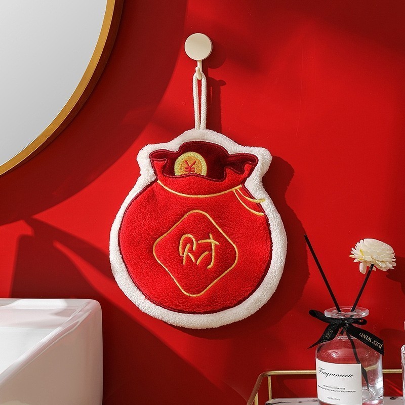 2026 Red Fu Character Towels Money Packet-shaped Facecloth Fashion New ...