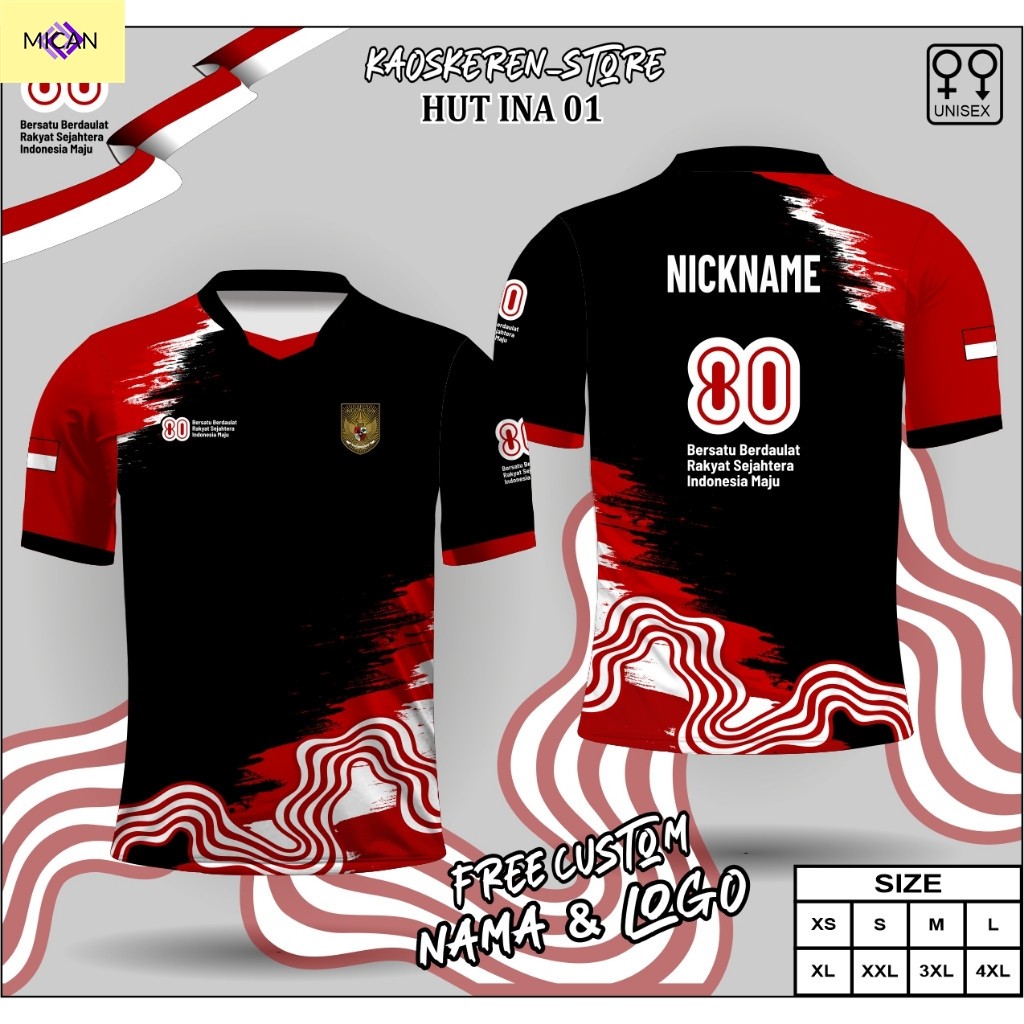 MICAN jersey hut ri ke 80 baju kemerdekaan indonesia ke 80 kaos ...
