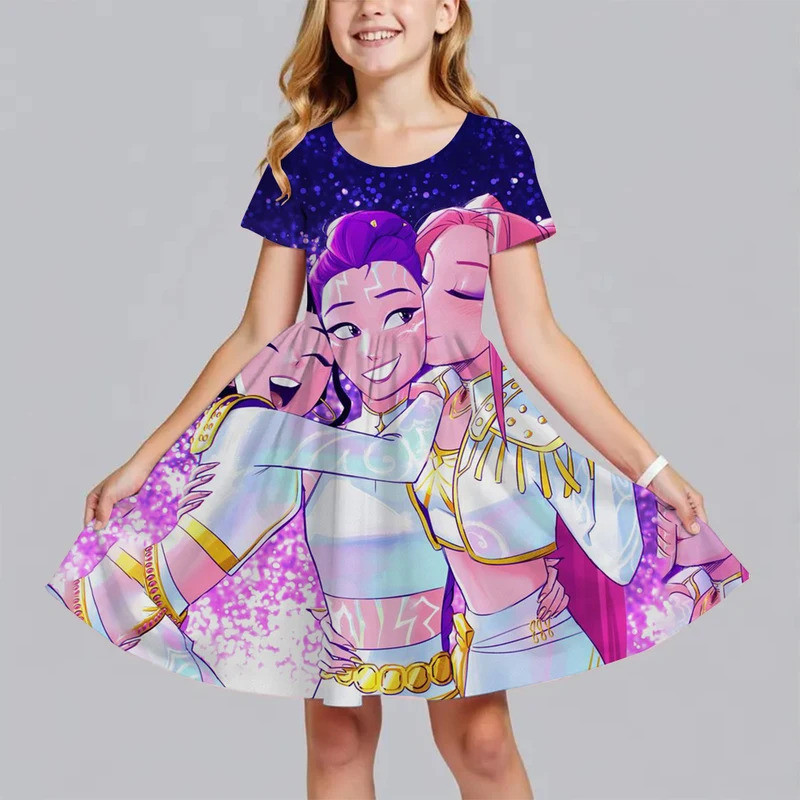 Kids Huntrix Kpop Demon Hunters Dress Girls Summer Clothing Huntrix ...