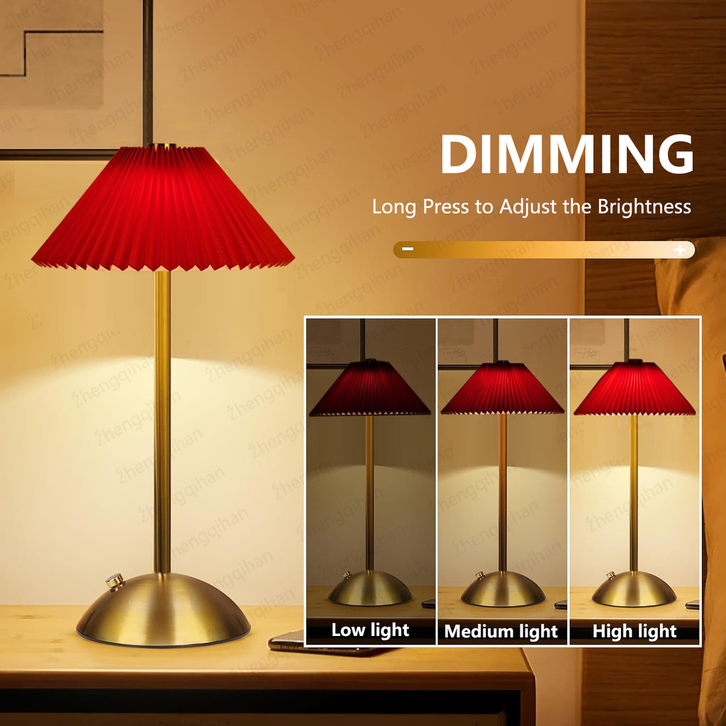 Wireless Table Lamp Rechargeable Portable Bedroom Bedside USB Touch ...