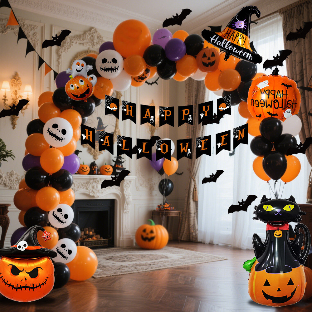 Halloween Balloon Set Party Holiday Atmosphere Decoration Spider Balloon Pumpkin Bat Witch Hat ...