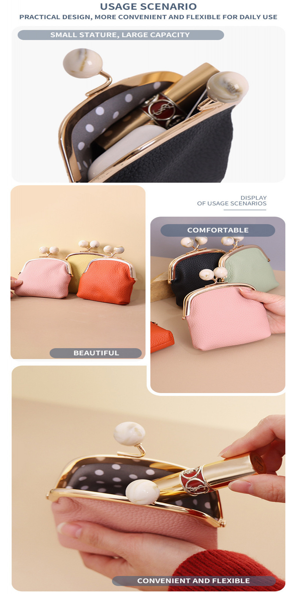 Coin Purses For Women Leather Small Coin Pouch With Kiss Lock For Coins ...