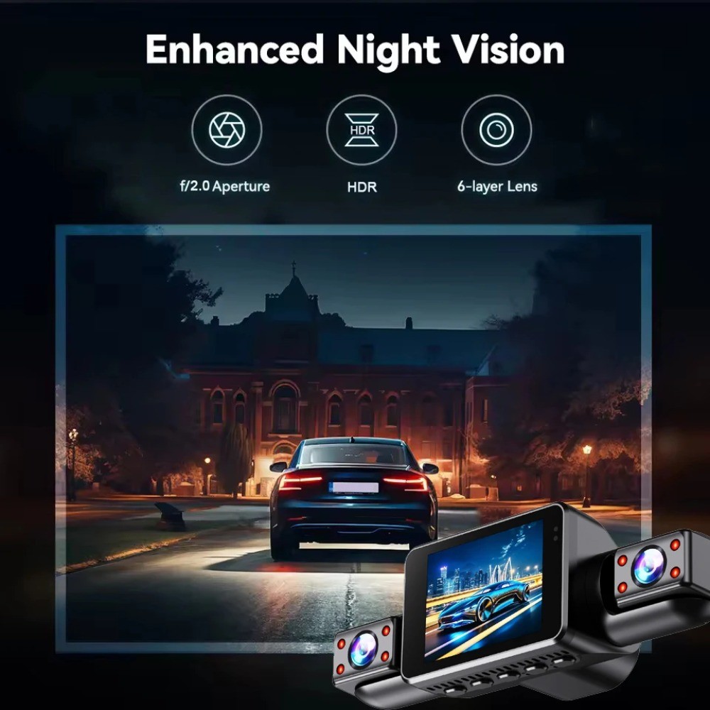 4 Channel Dash Cam Car Video Recorder Black Box with Night Vision 24/7 ...
