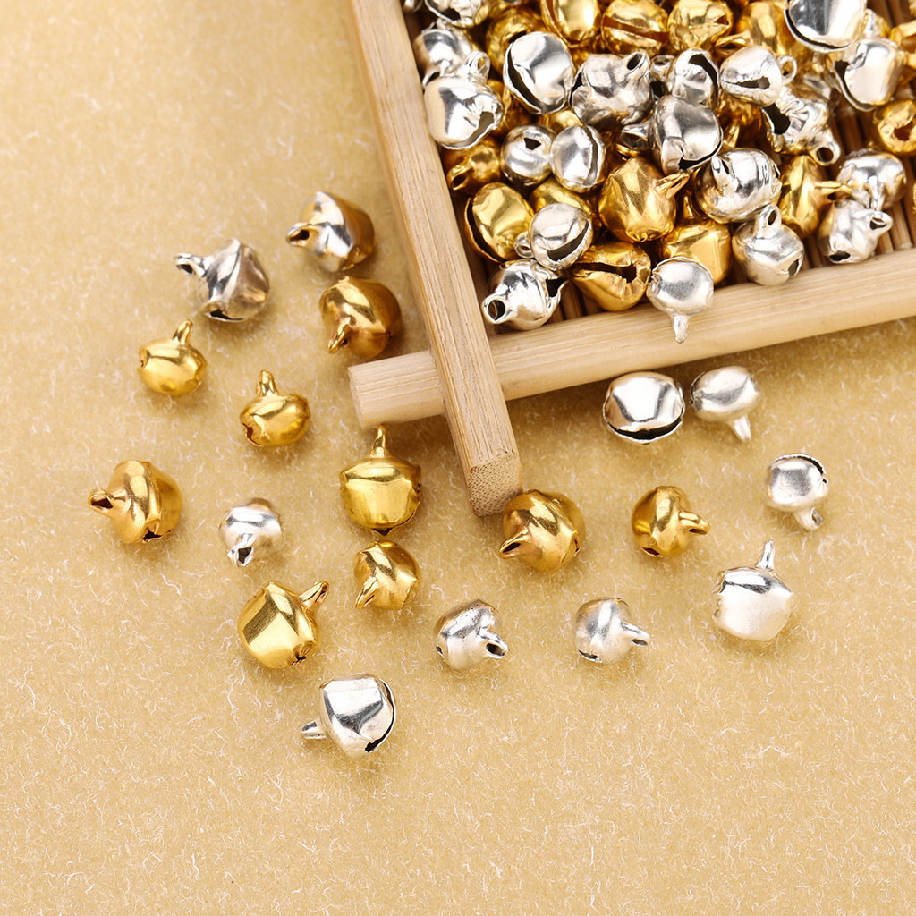 100 gold-plated and silver plated mini bells, duckbill bells, handmade ...