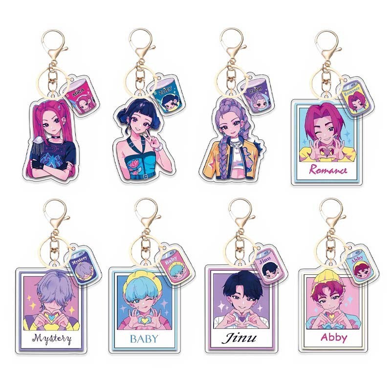Anime KPop Demon Hunters Keychain Rumi Mira Zoey 2 in 1 Acrylic Double ...