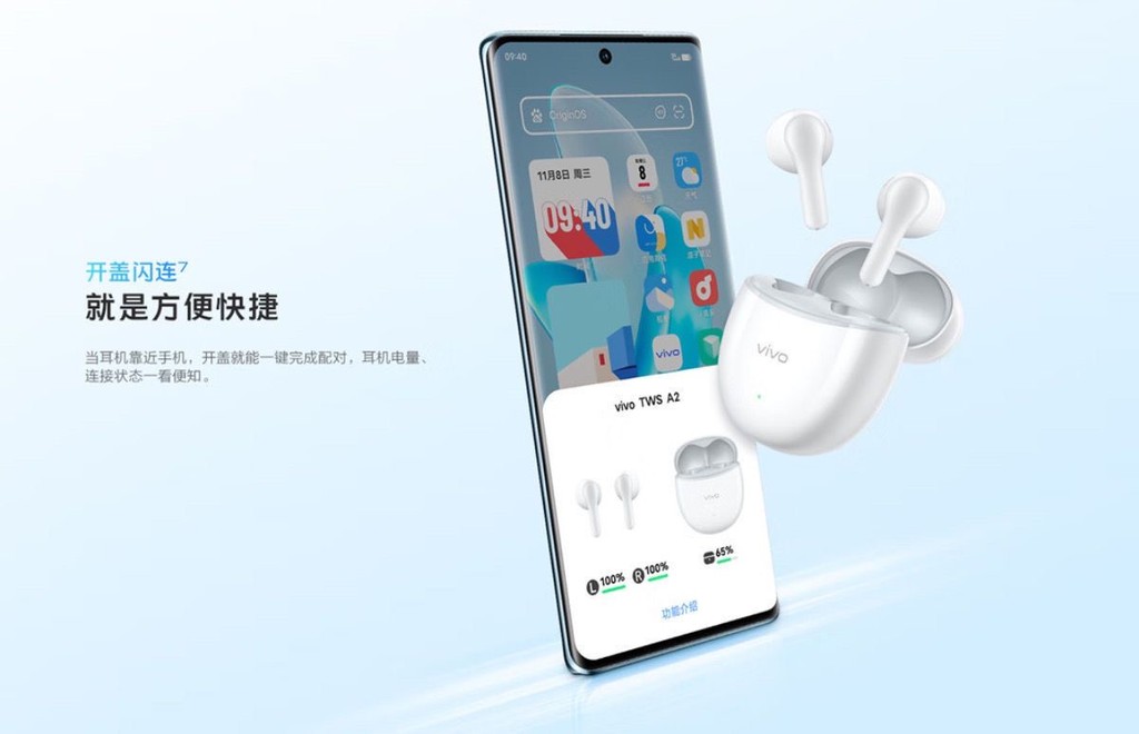 Original Vivo TWS A2 Wireless Bluetooth Headset Student Game Semi-in ...