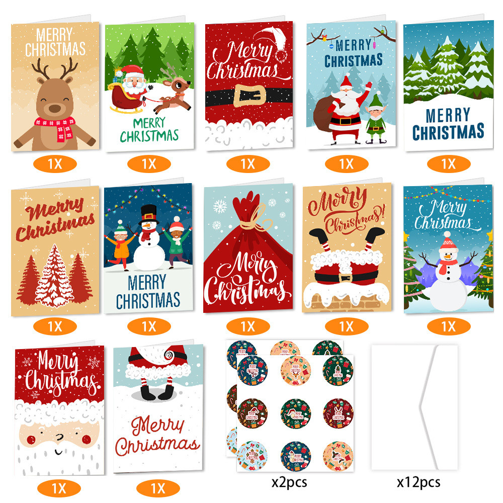 Card Themed Christmas Collection With Festive Stickers And Envelopes ...