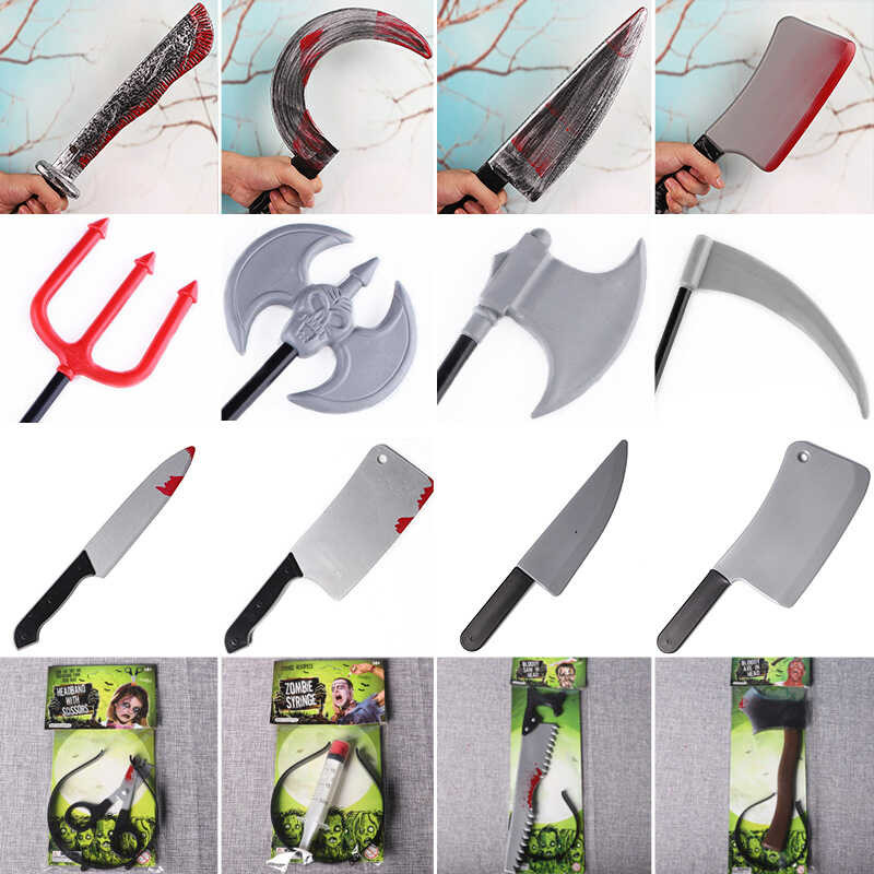 Halloween Props Beef Fork Threaded Head Simulation Knife with Blood ...