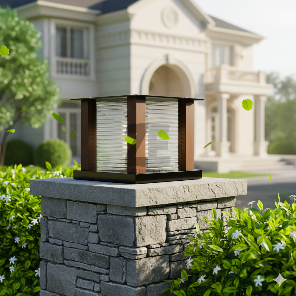 Lampu pagar kayu chengal Outdoor Gate Light Wood Gate Lamp Lampu Tembok ...
