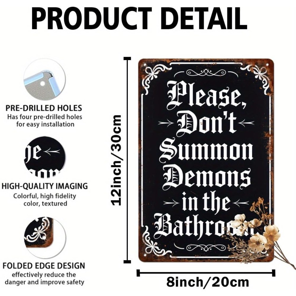 Halloween Humor Retro 2D Metal Tin Sign - Please Don't Summon Demons in ...