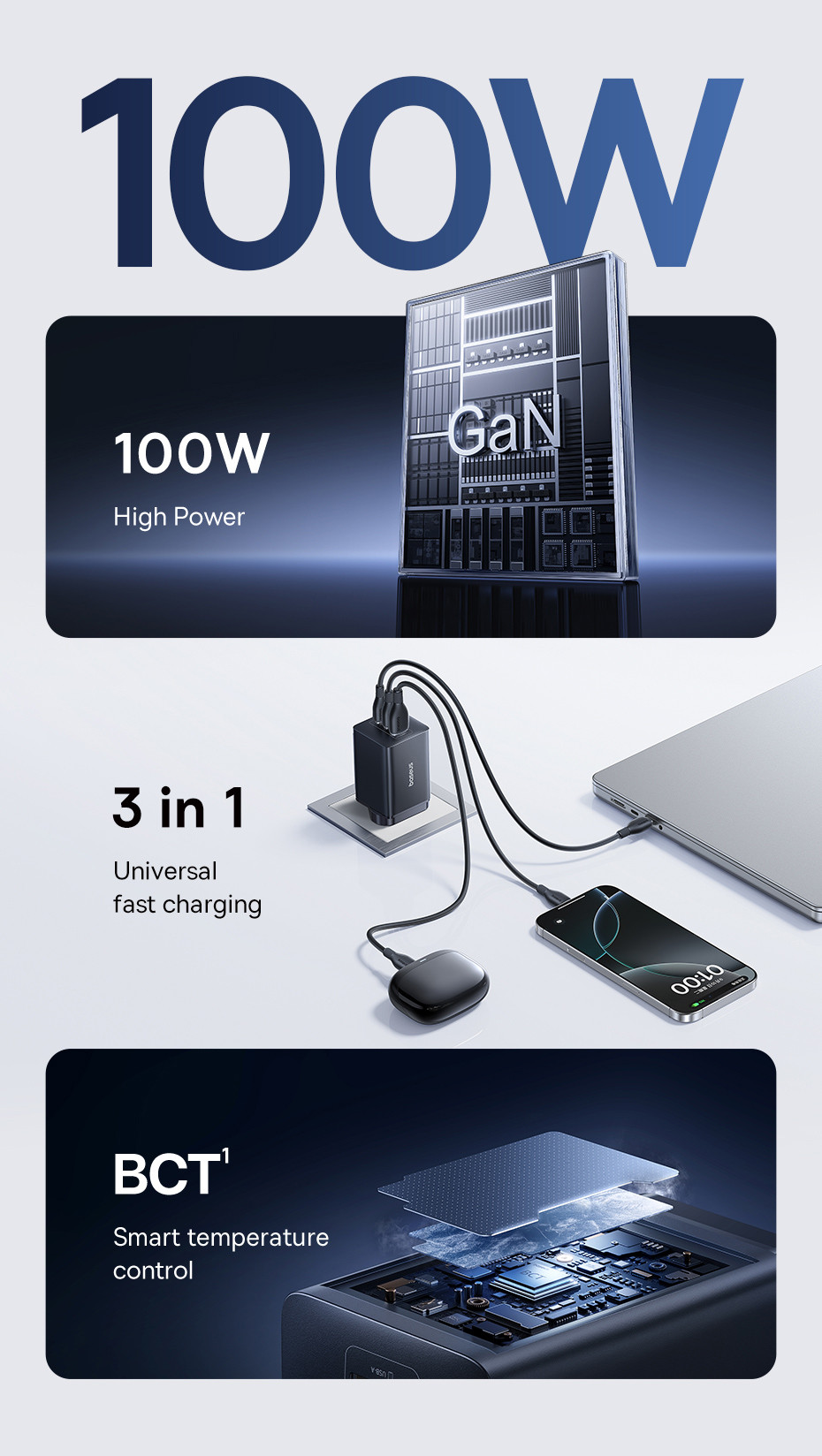 Baseus EnerFill FE11 2C+U 100W GaN Fast Charger PD3.0 For Phone&Laptop ...