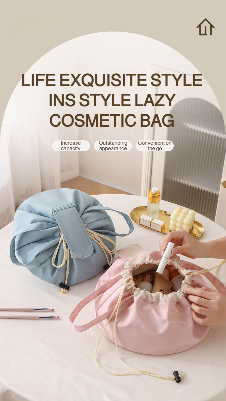 Drawstring bucket lazy cosmetic bag | Shopee Malaysia