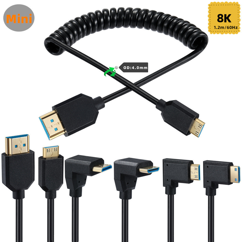Ultra-Fine Spring Retractable Cable OD4.0mm Digital Camera Mini hdmi ...