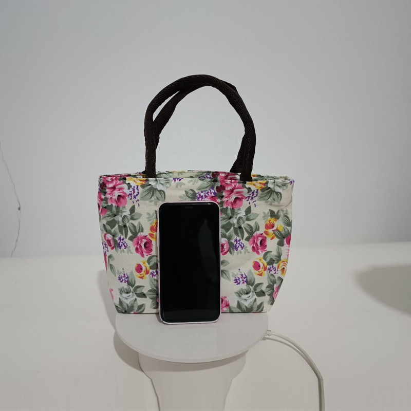 TFM-Durable Cute Flower Shopping Bag Canvas Ladies Handbag Women Bucket ...