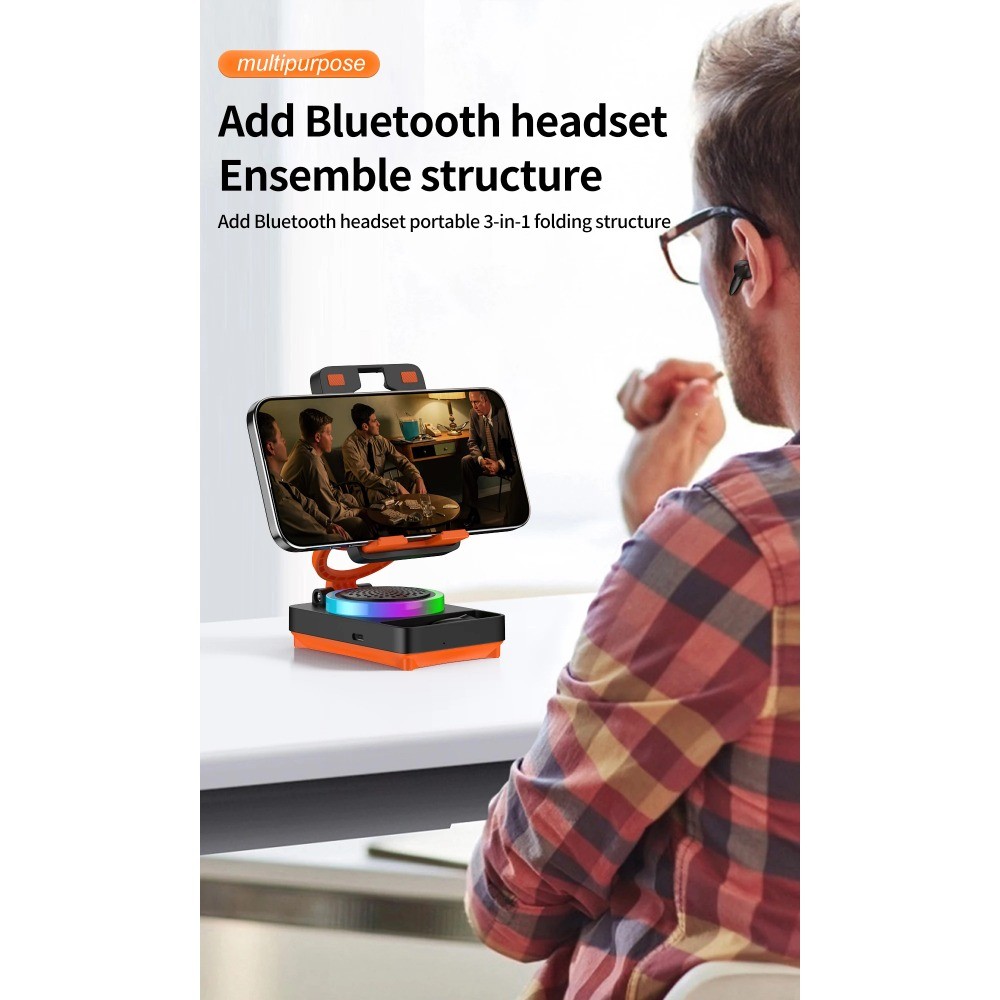 3 in1 Portable Bluetooth Speaker Cell Phone Holder Stand Adjustable ...