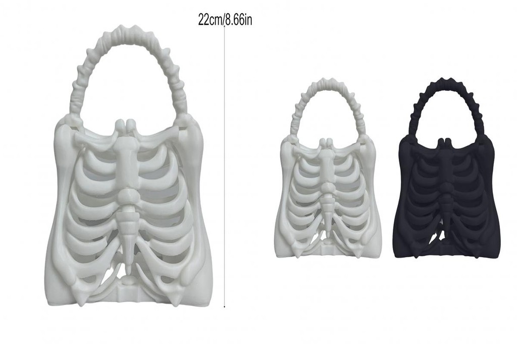 [Jm] Unique Bone Handbag 3d Printed Ribcage Purse Spooky Skeleton ...