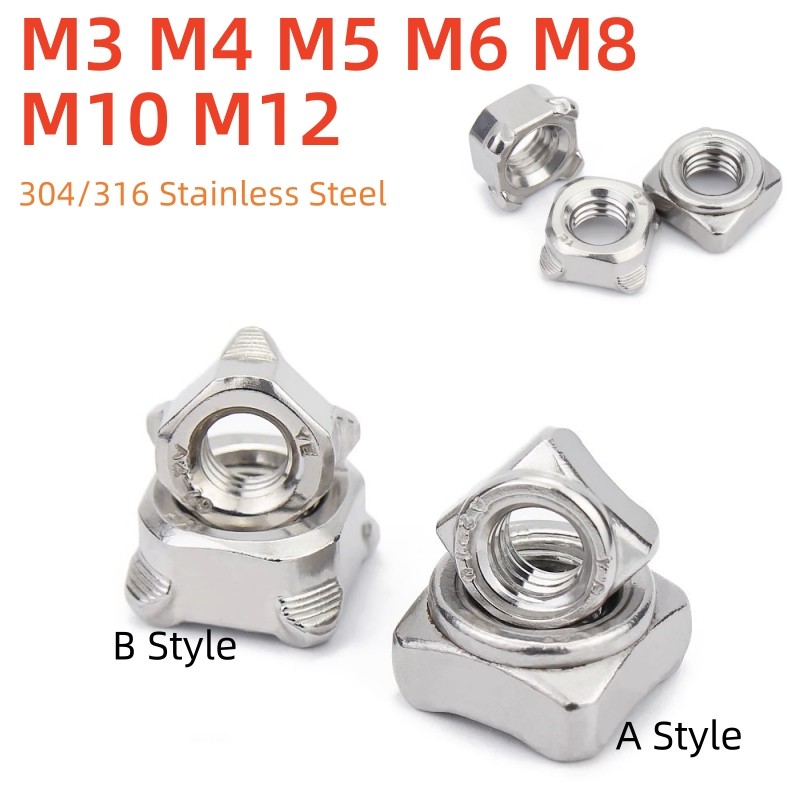 Square Spot Welding Nut M3 M4 M5 M6 M8 M10 M12 304/316 Stainless Steel ...