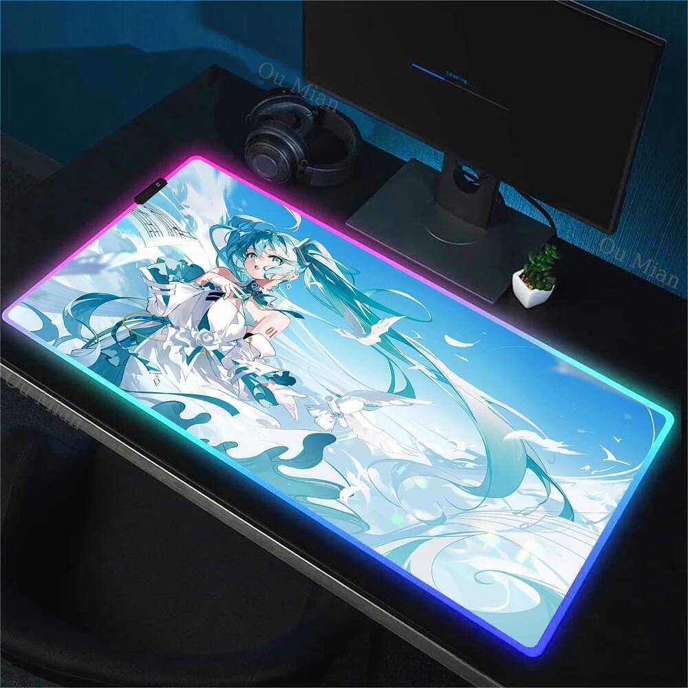 Hatsune Miku RGB Pc Gamer Keyboard Mouse Pad With Backlight Mousepad ...