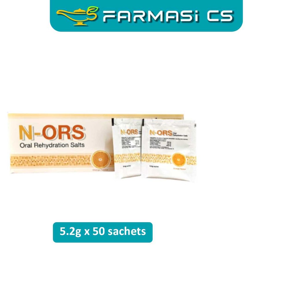 N-ORS Orange Oral Rehydration Salts 50 sachets EXP:01/2026 [ Air garam, N ORS, Farmasi CS ...