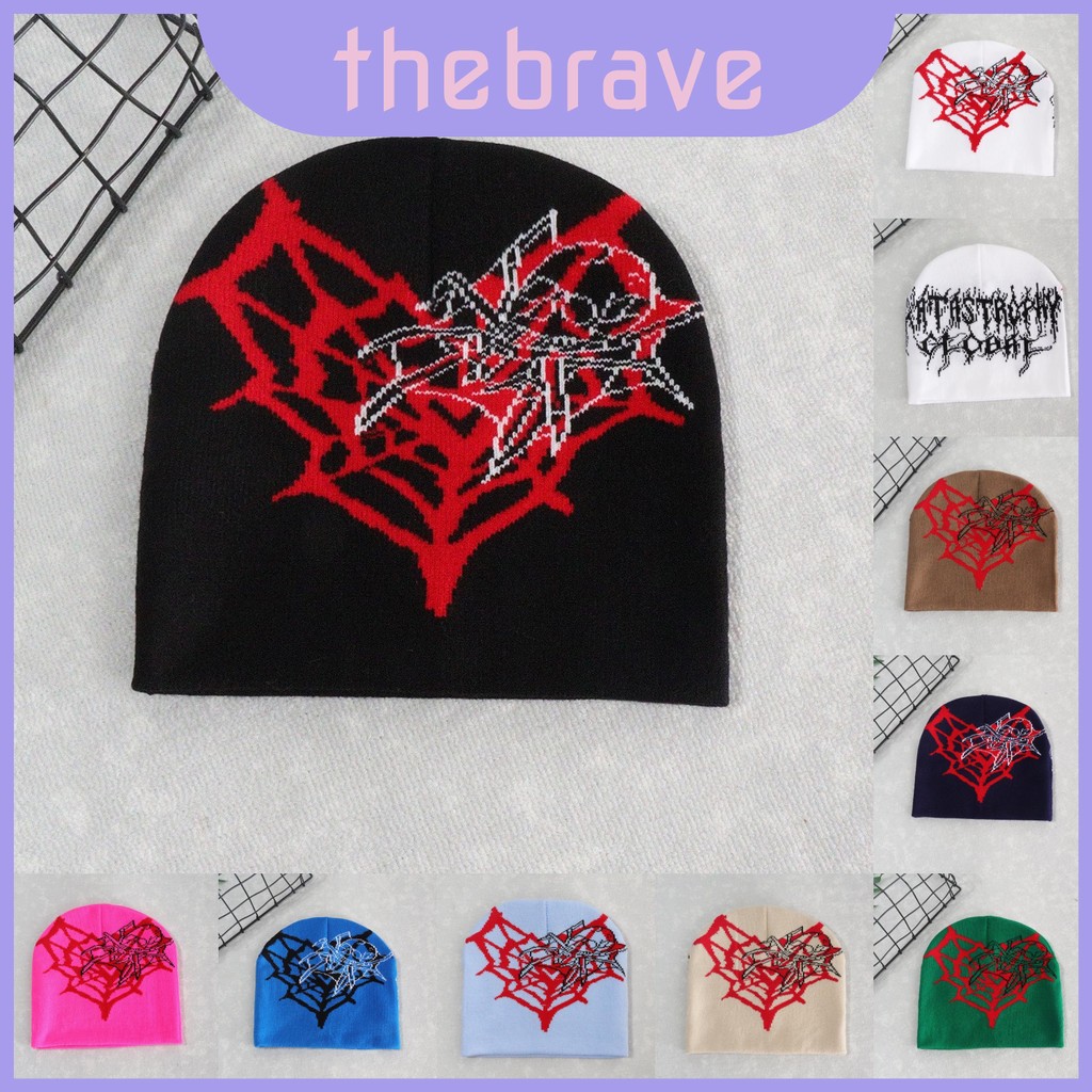 Hat Casual Knit With Heart Shape Spider Web Pattern And Warm Fleece ...