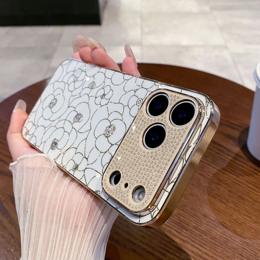 Luxury Diamonds Camellia Flower Phone Girls Case for iPhone 17 Air 16 ...