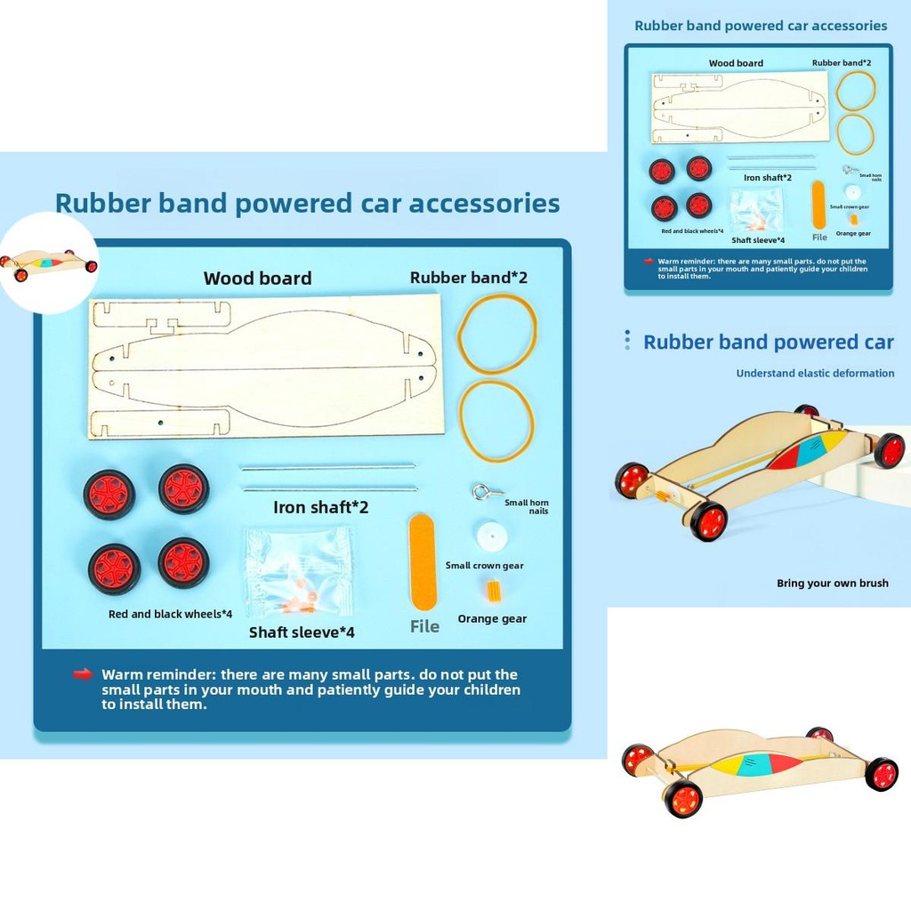 Stem Kids Learning Physical Toy Set With Rubber Band Power Car For ...