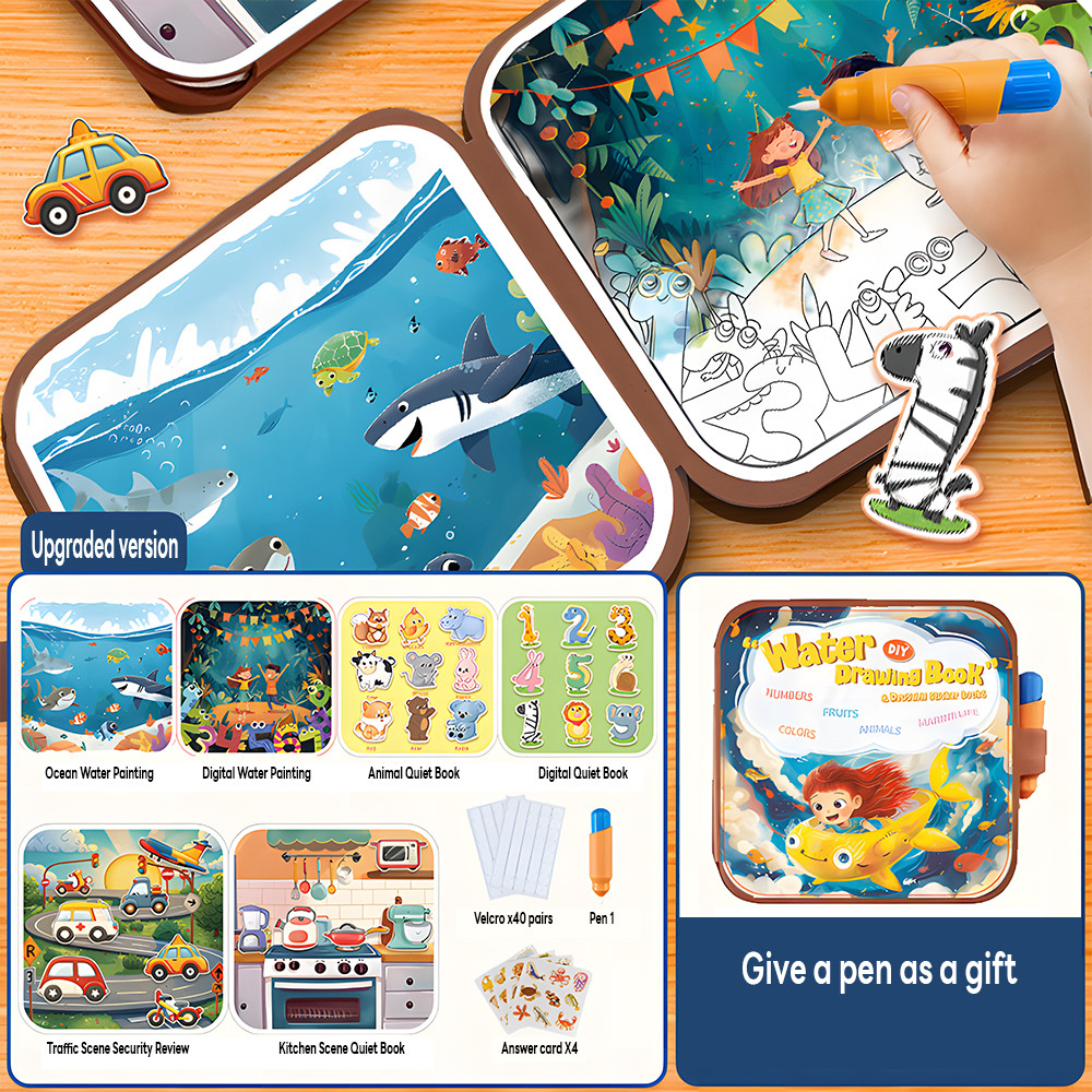 Kids Magic Water Painting Coloring Book Set Sketchbook Drawing ...